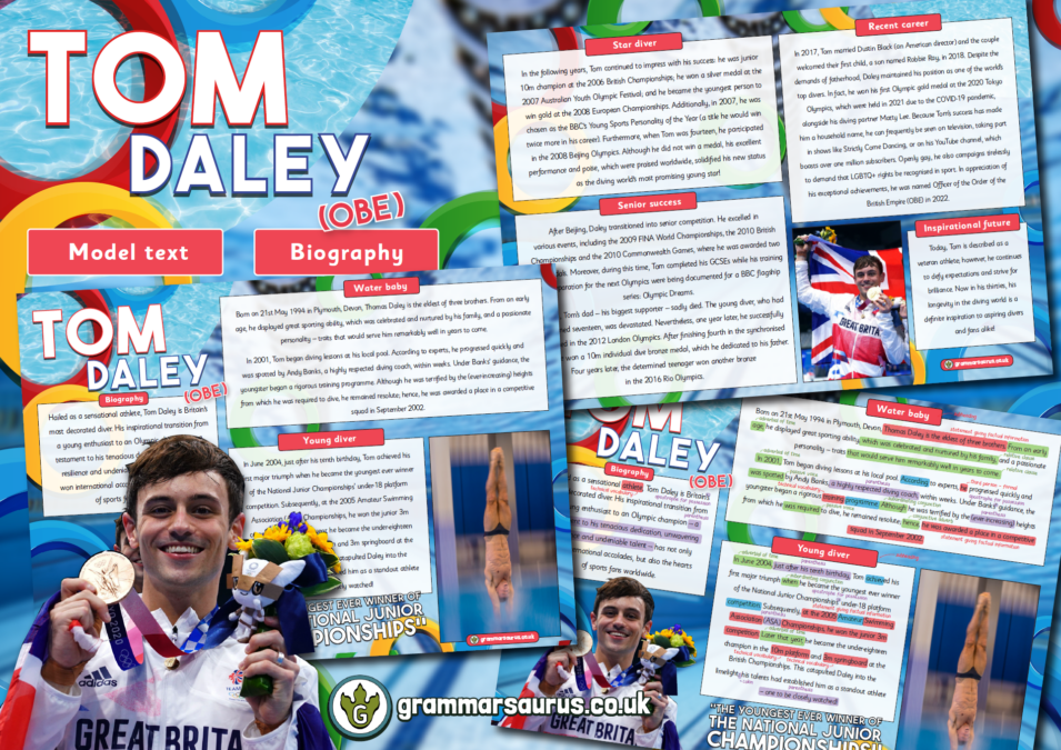Year 6 Model Text – Biography – Tom Daley (OBE) ( gbsct P6 , Grade 5 ...