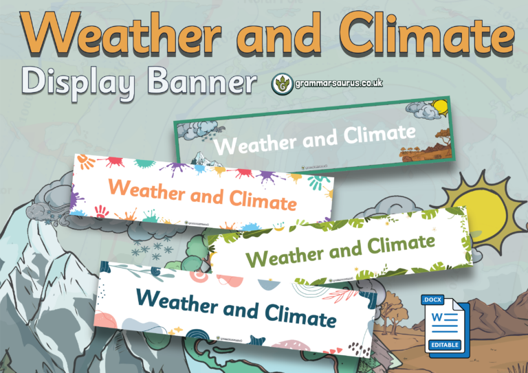 Year 4 Geography – Weather and Climate – Display Banner - Grammarsaurus