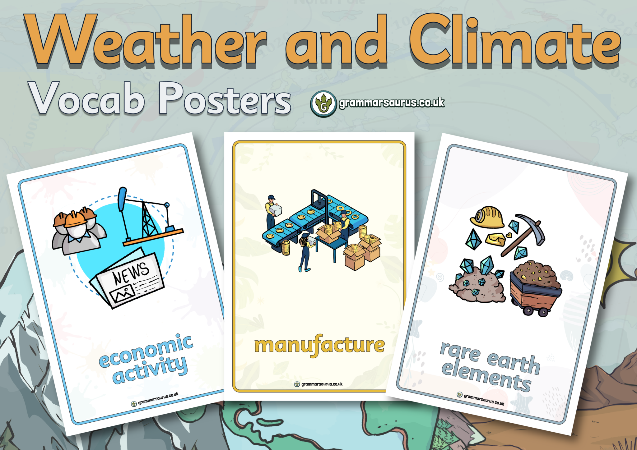Year 4 Geography – Weather and Climate – Vocab Posters - Grammarsaurus