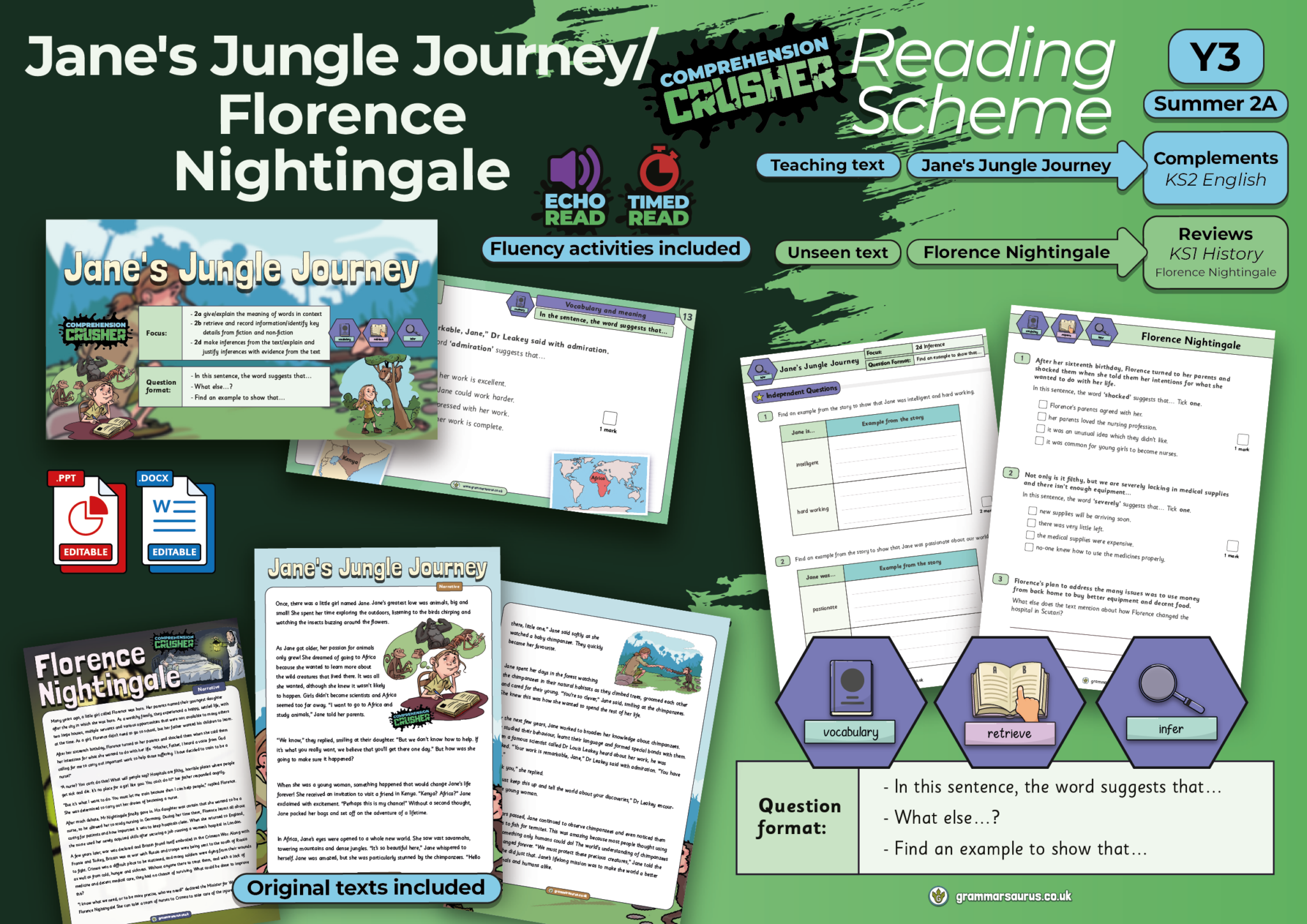 Year 3 Comprehension Crusher Reading Scheme – Summer 2a – Jane's Jungle ...