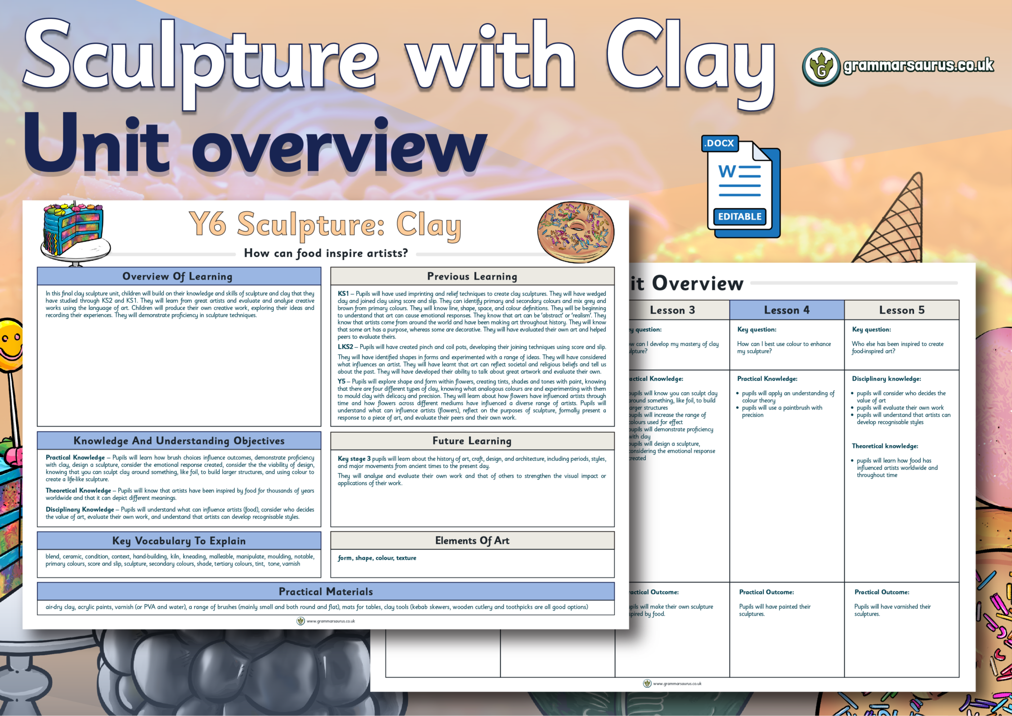 Year 6 Art - Sculpture with Clay - Unit Overview - Grammarsaurus
