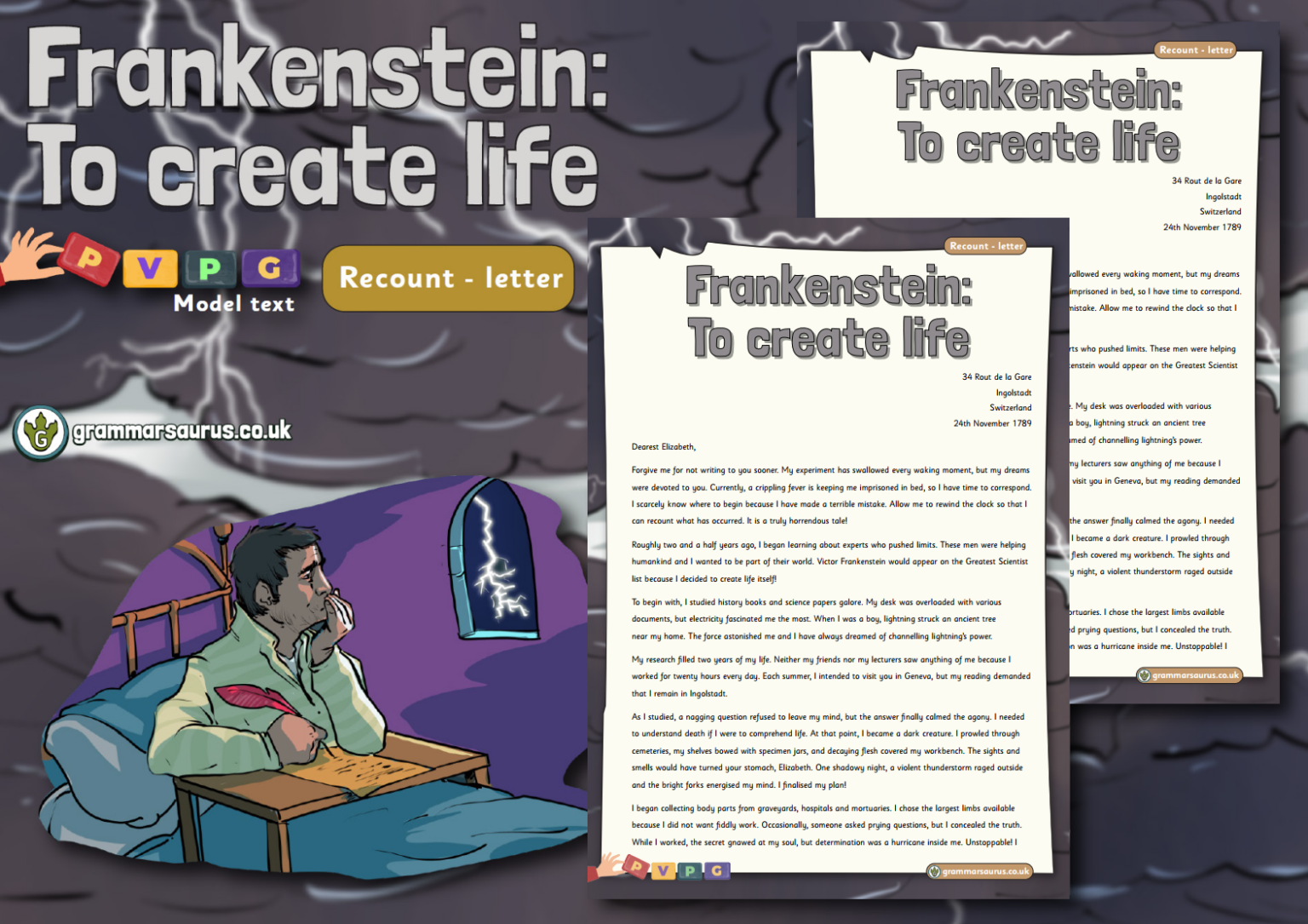 Year 7 PVPG Model Text – Recount Letter - Frankenstein: to create life ...