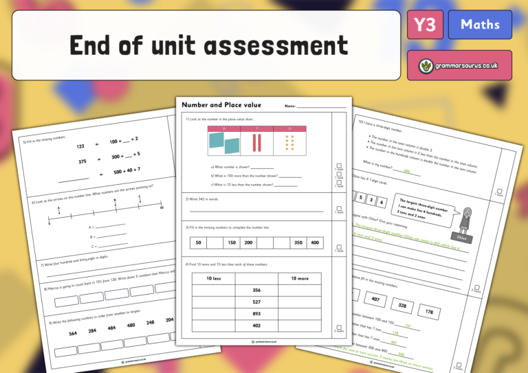 Year 3 Maths - Place Value - End of unit assessment - Grammarsaurus