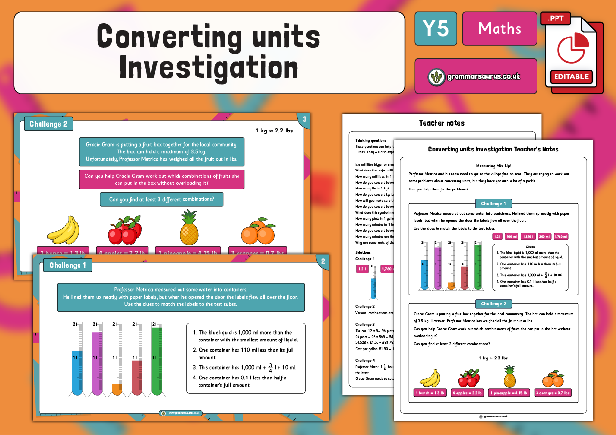 Year 5 Converting Units – Investigation - Grammarsaurus