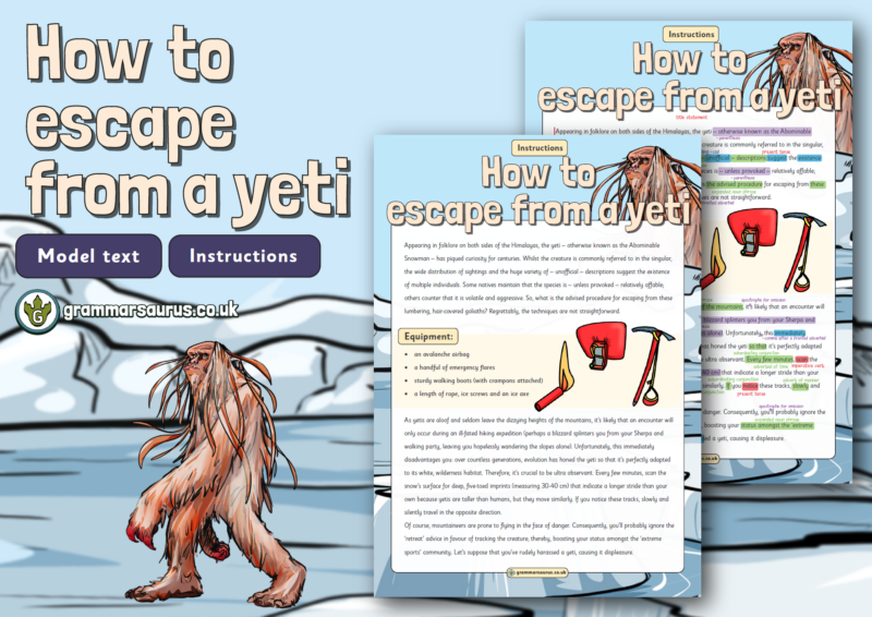 Year 6 Model Text – Instructions – How to escape from a yeti ...