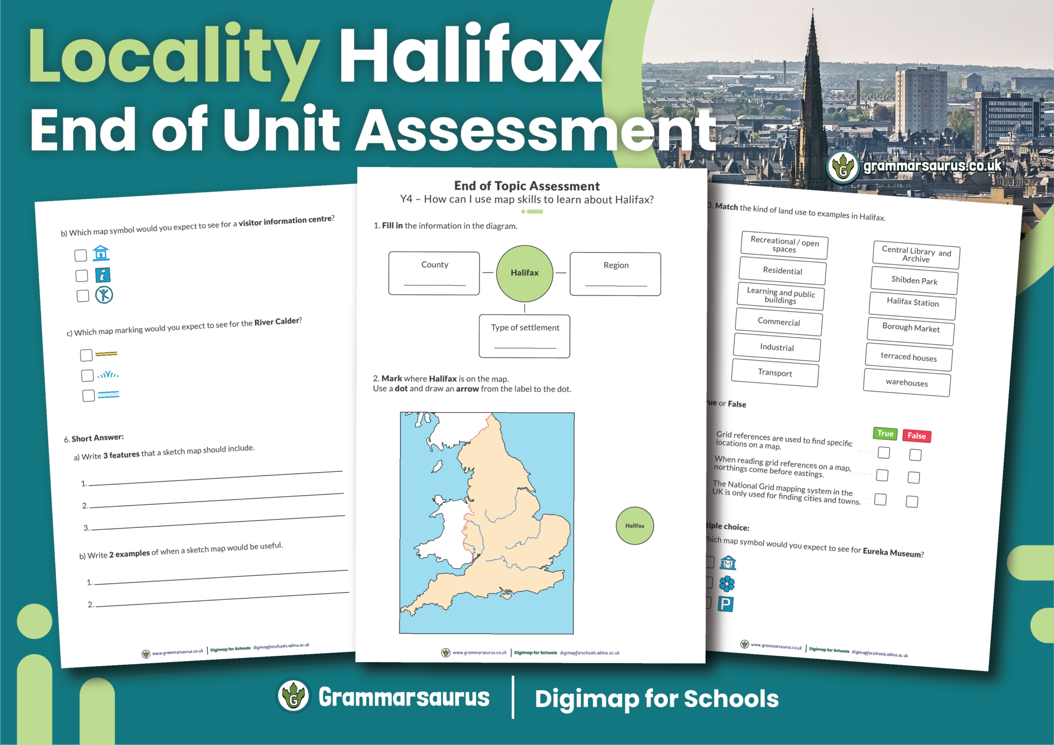 Y4 Locality Unit - Halifax - End of unit assessment - Grammarsaurus