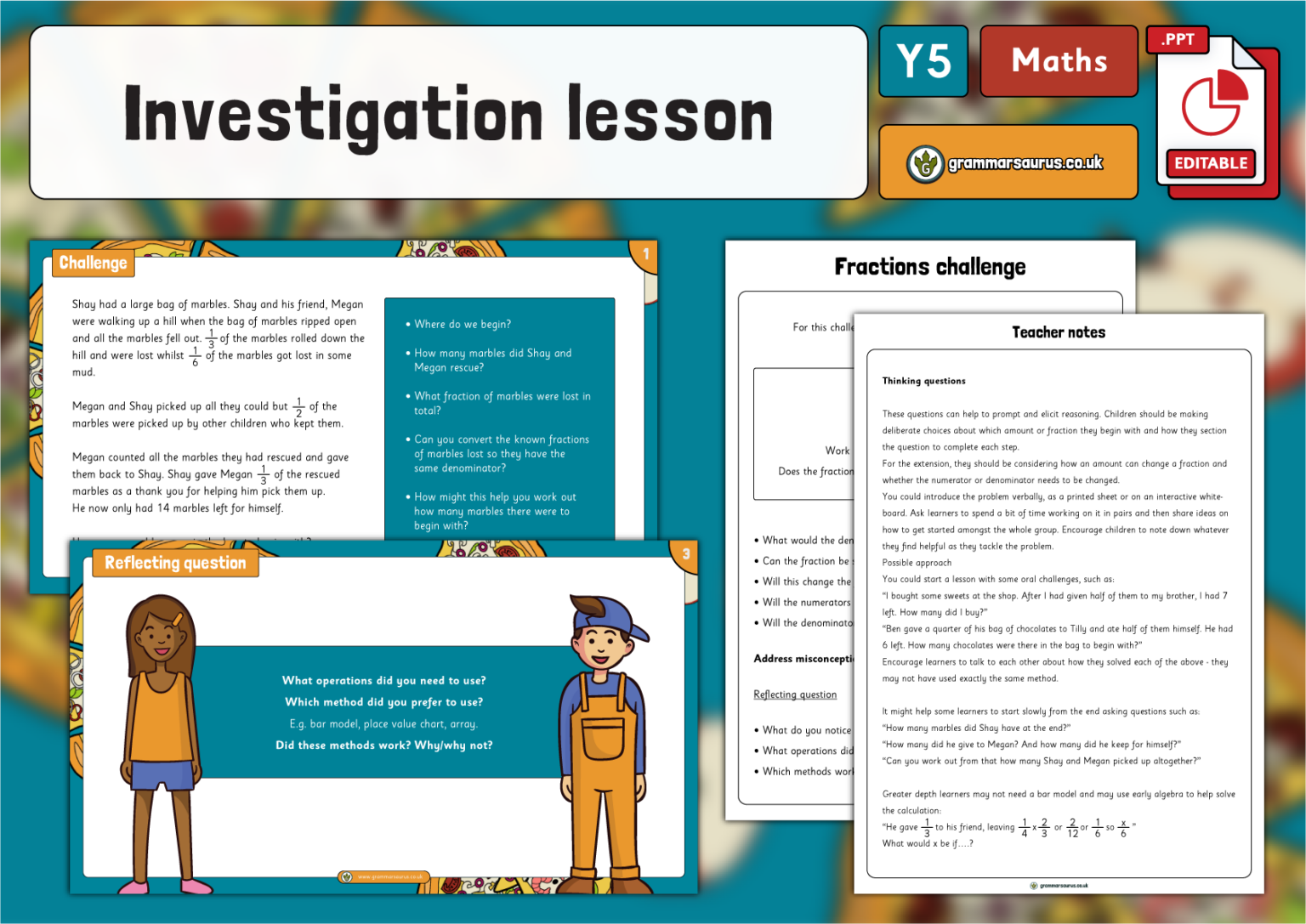 Year 5 Fractions - Investigation lesson - Grammarsaurus