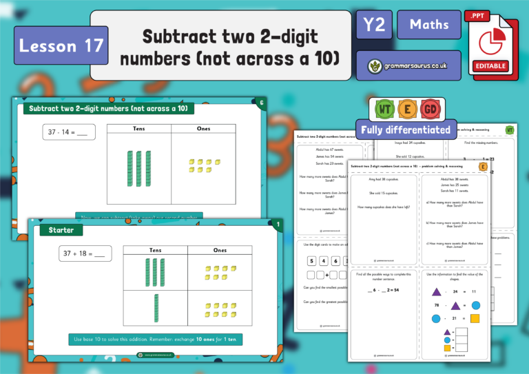 Year 2 Addition and Subtraction - Subtract two 2-digit numbers (not ...