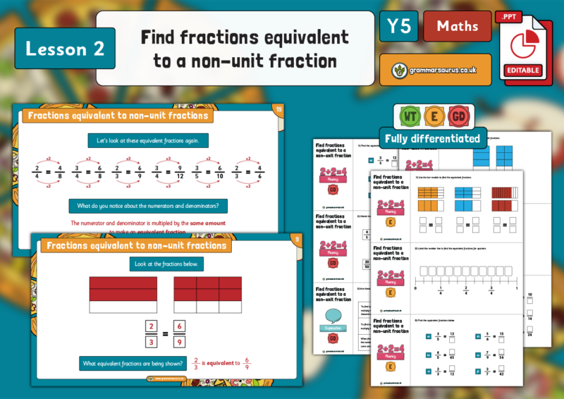 Year 5 Fractions - Find fractions equivalent to a non-unit fraction ...