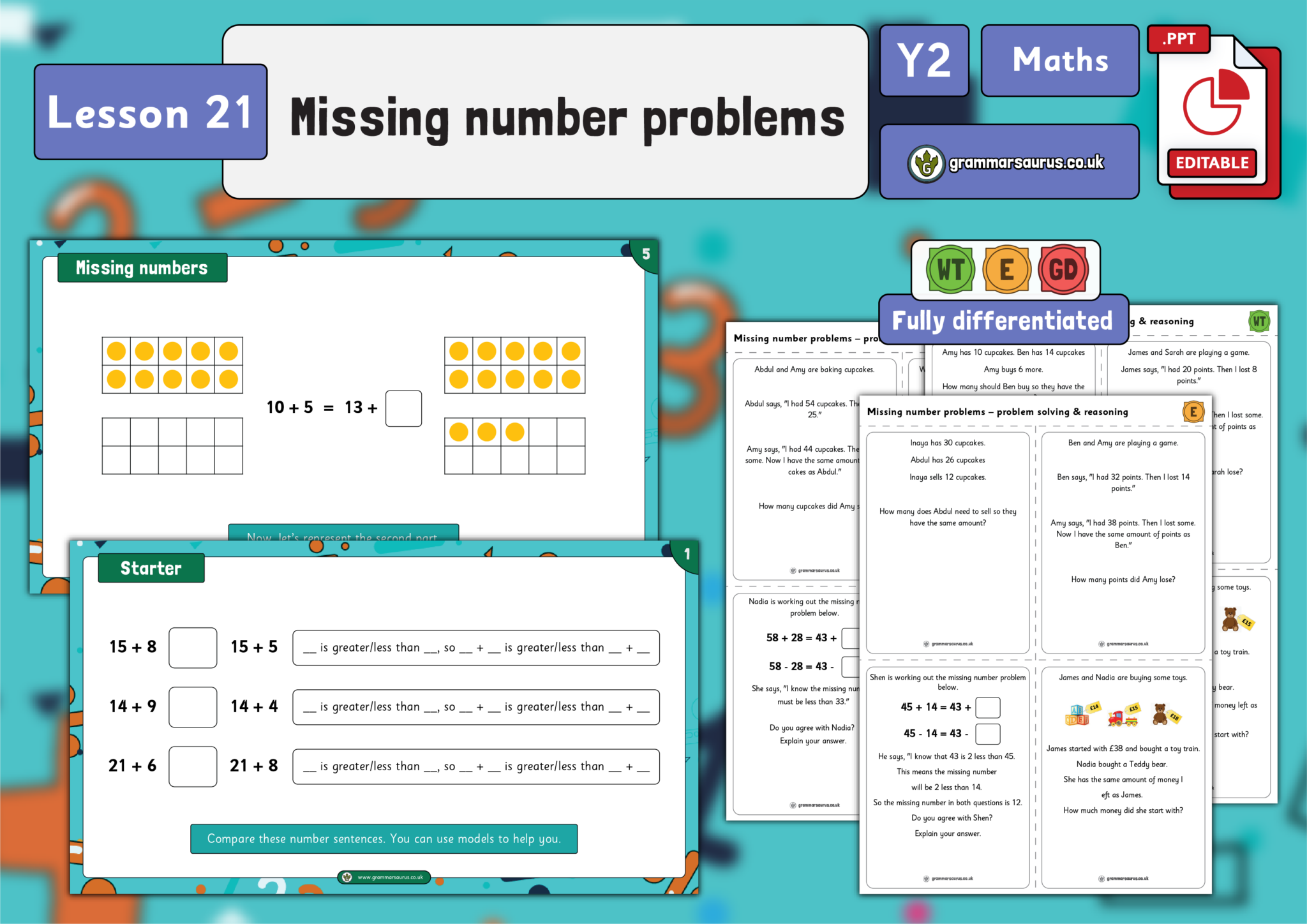 Year 2 Addition and Subtraction - Missing number problems - Lesson 21 ...