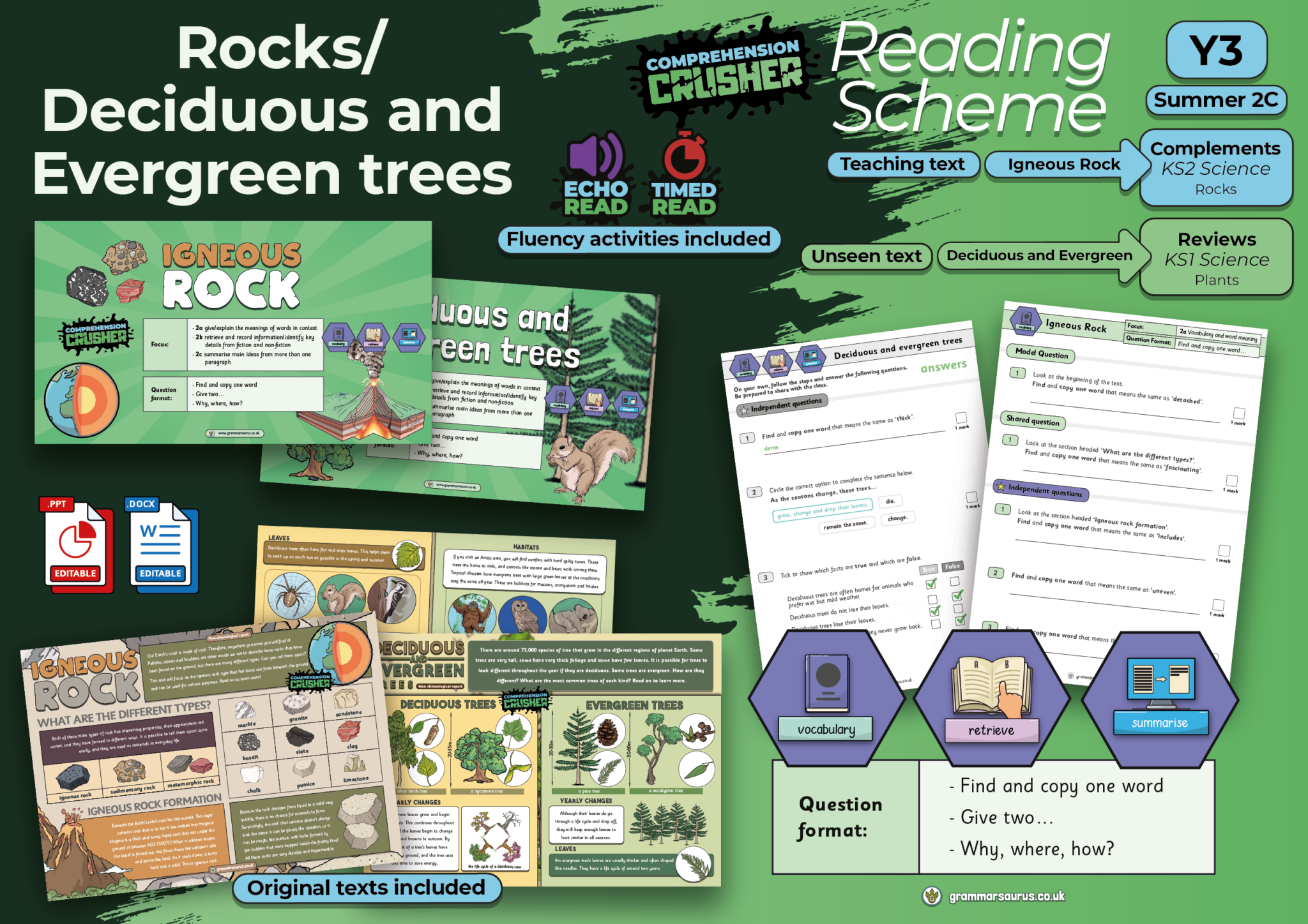 Year 3 Comprehension Crusher Reading Scheme – Summer 2c – Rocks ...