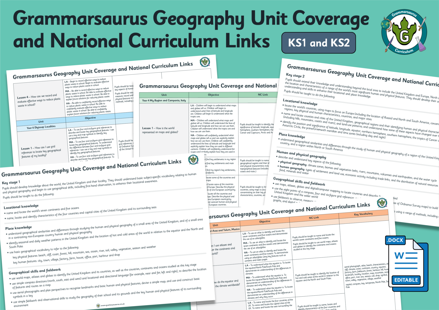 Geography Unit Coverage and National Curriculum Links - Grammarsaurus