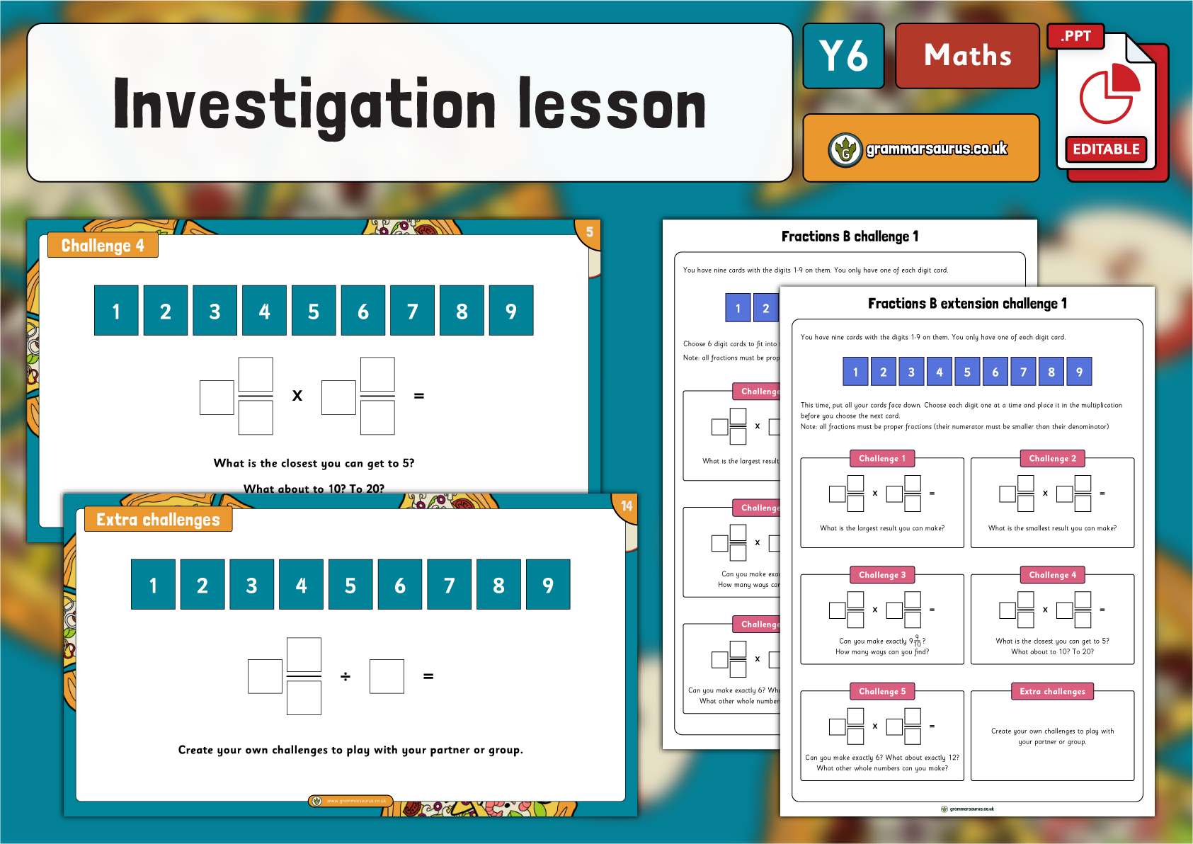 Year 6 Fractions B Investigation Lesson Grammarsaurus
