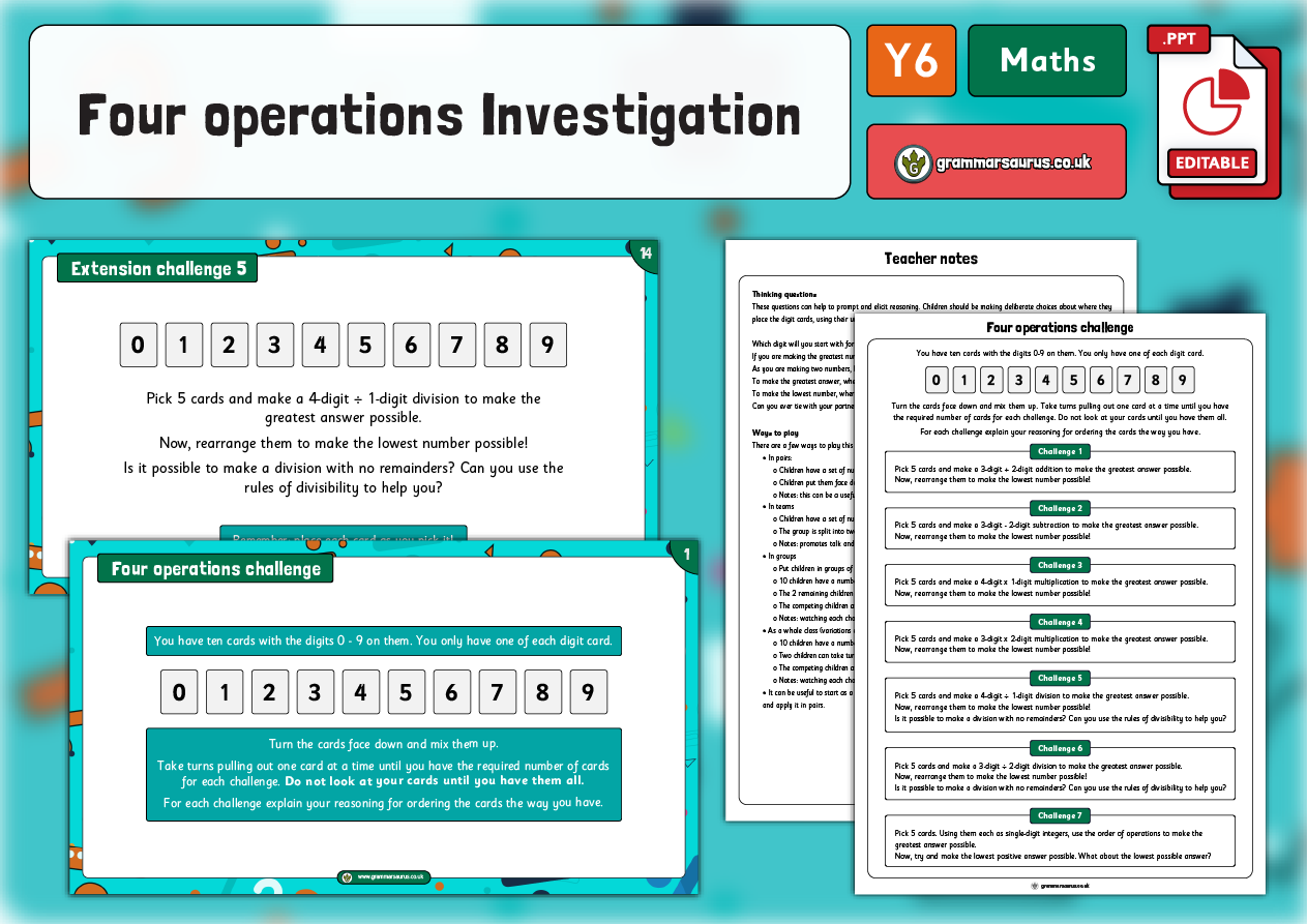 Year 6 Addition, Subtraction and Multiplication - Four Operations ...
