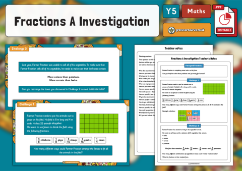 Year 5 Fractions - Fractions A Investigation - Grammarsaurus