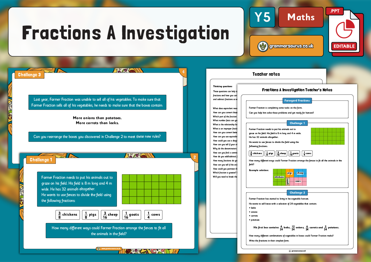 Year 5 Fractions - Fractions A Investigation - Grammarsaurus