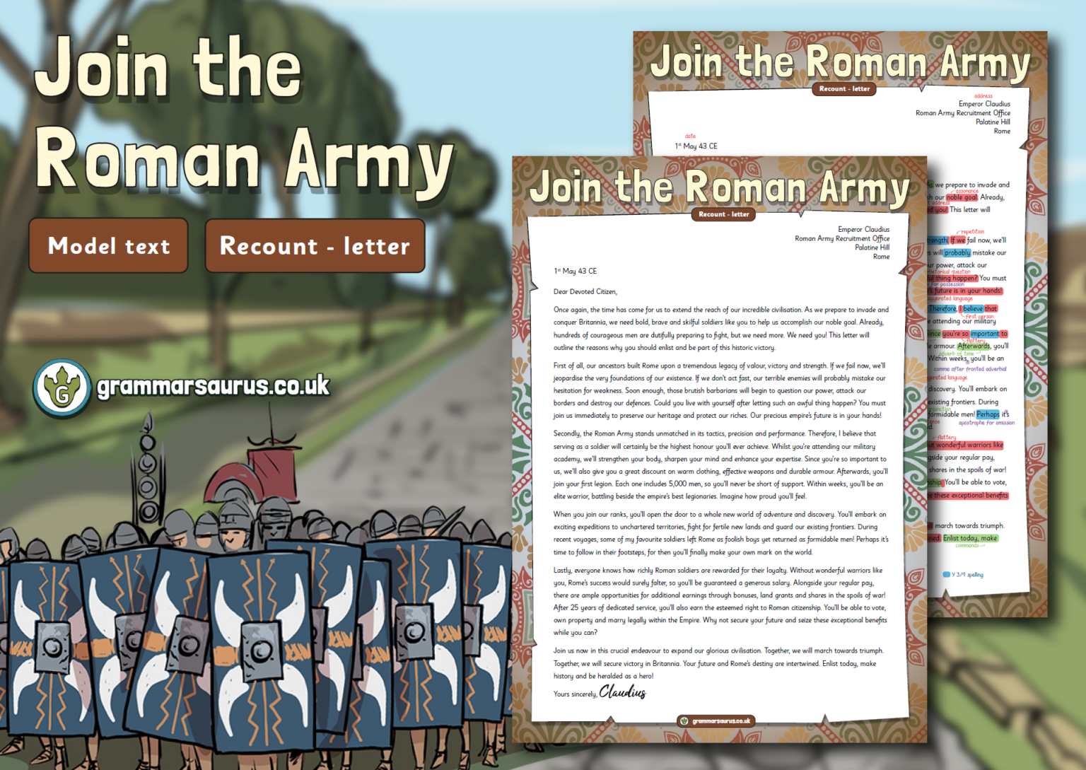Year 4 Model Text – Recount – Letter – Join the Roman Army - Grammarsaurus