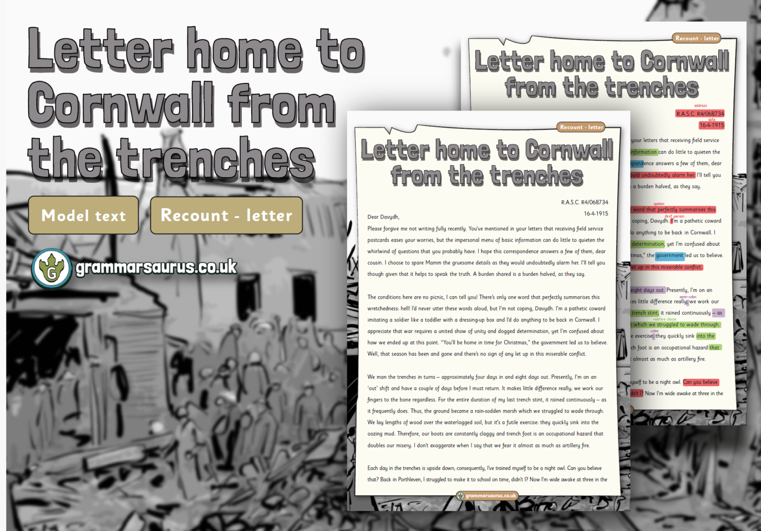 Year 6 Model Text - Recount Letter - Letter home to Cornwall from the ...