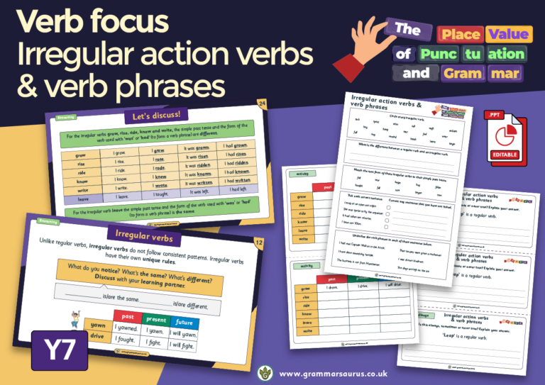 Year 7 The Place Value of Punctuation and Grammar - Verb focus ...
