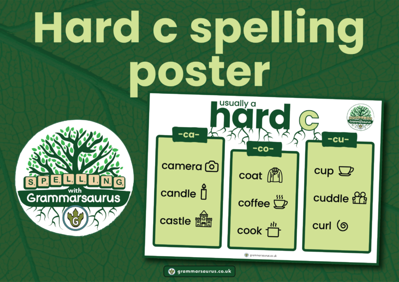 Hard c spelling poster - Grammarsaurus