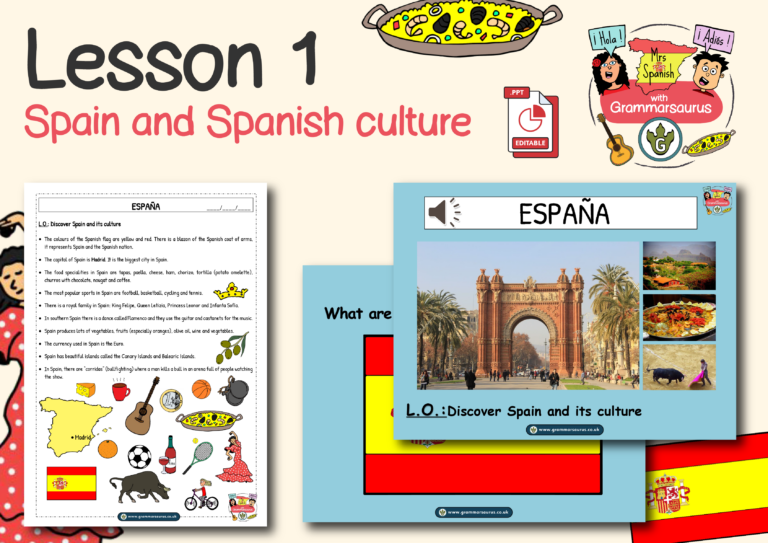 Year 3 Spanish - Spain and Spanish culture - Lesson 1 - Grammarsaurus
