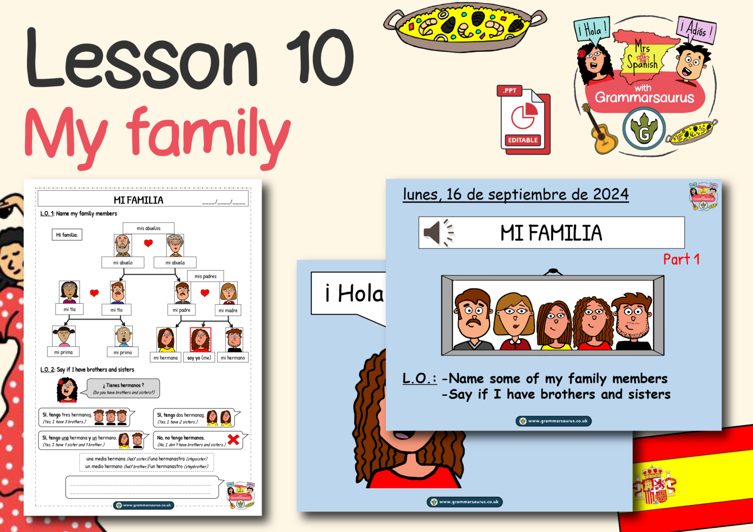 Year 3 Spanish - My family - Lesson 10 - Grammarsaurus