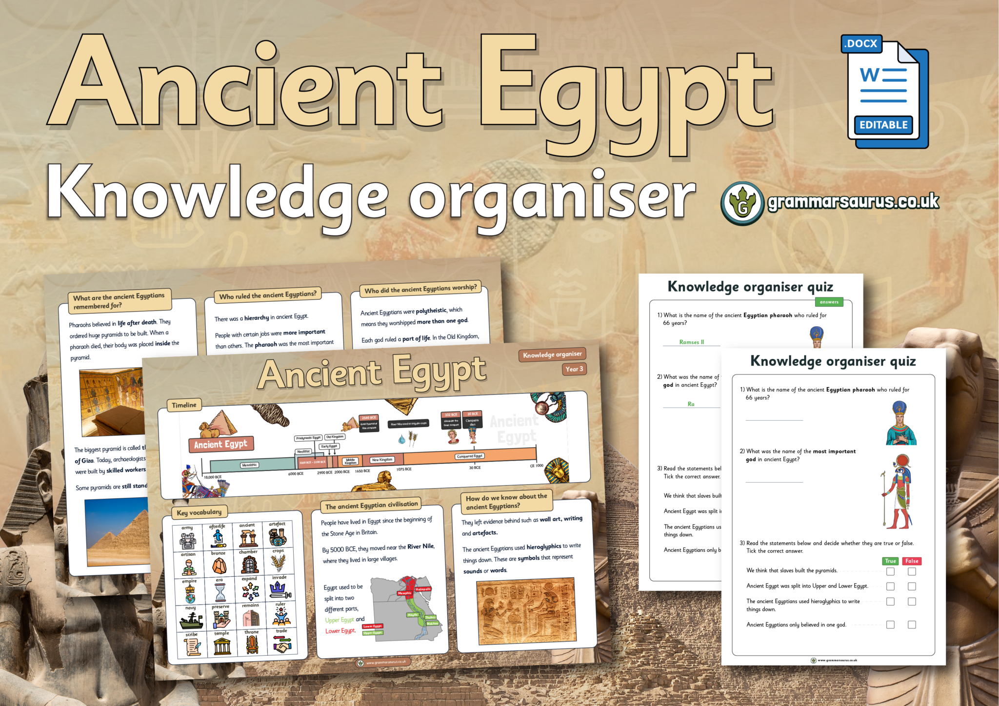 Year 3 History – Ancient Egypt – Knowledge organiser - Grammarsaurus