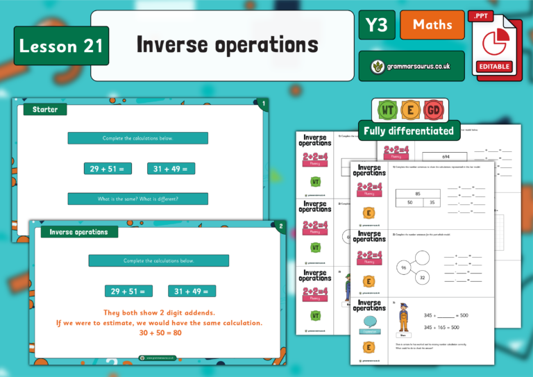 Year 3 Addition and Subtraction- Inverse operations – Lesson 21 ...