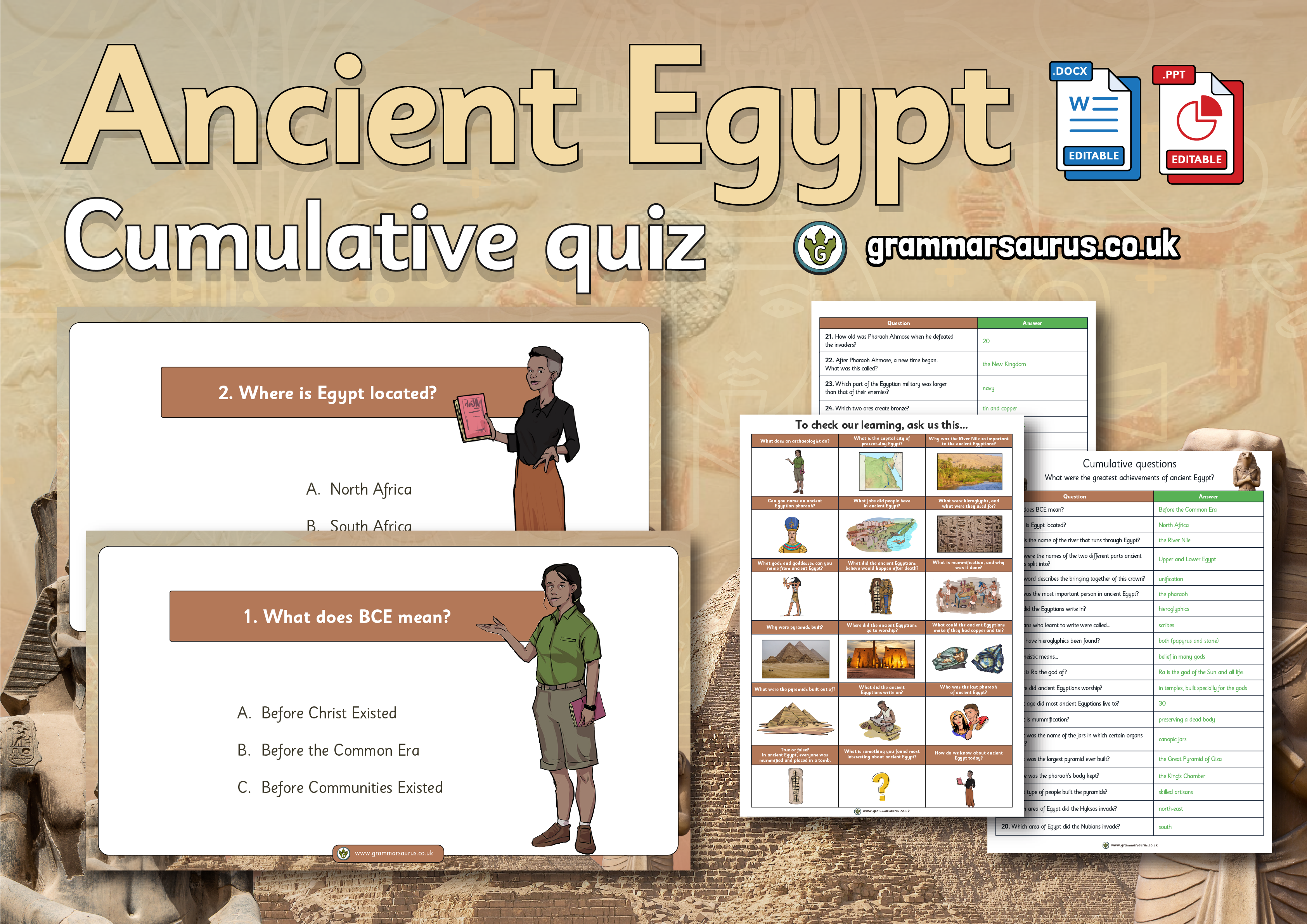 Year 3 History – Ancient Egypt – Cumulative quiz - Grammarsaurus