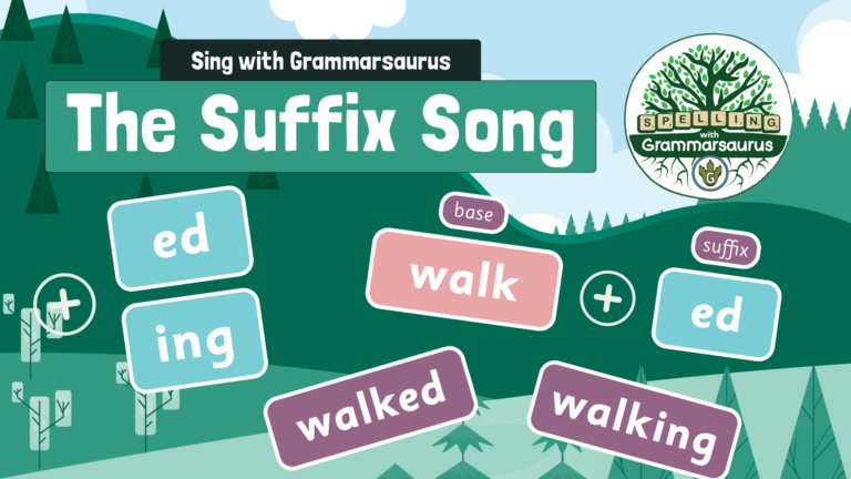Spelling with Grammarsaurus - The Suffix Song - Grammarsaurus