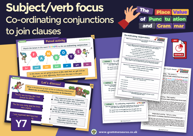 Year 7 The Place Value of Punctuation and Grammar - Subject/Verb focus ...