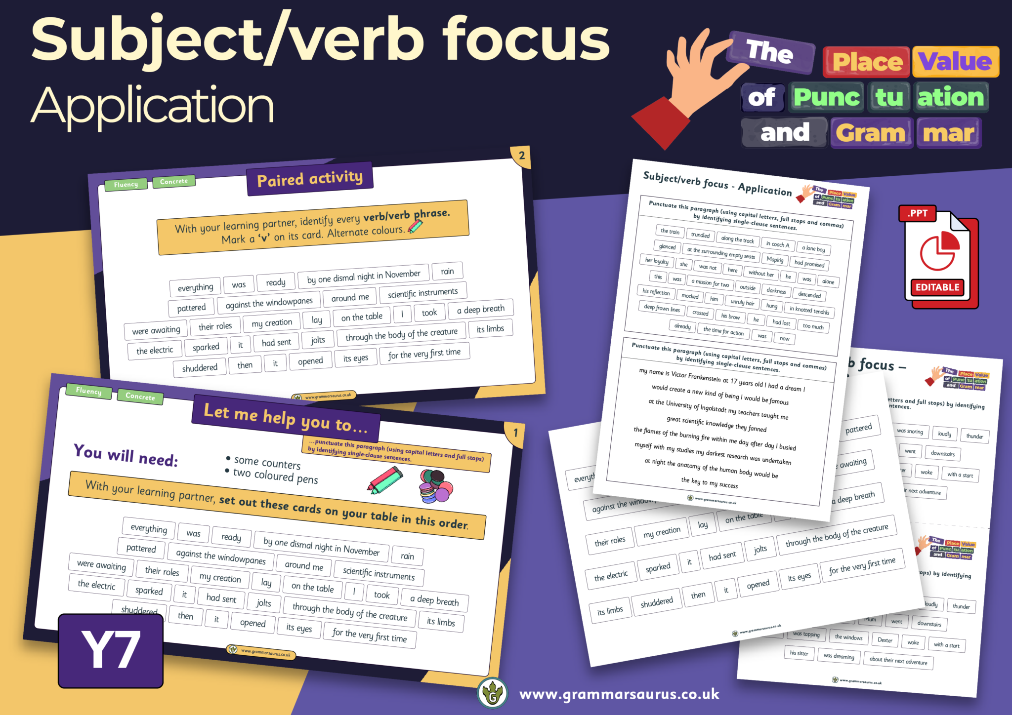 Year 7 The Place Value of Punctuation and Grammar - Subject/Verb focus ...