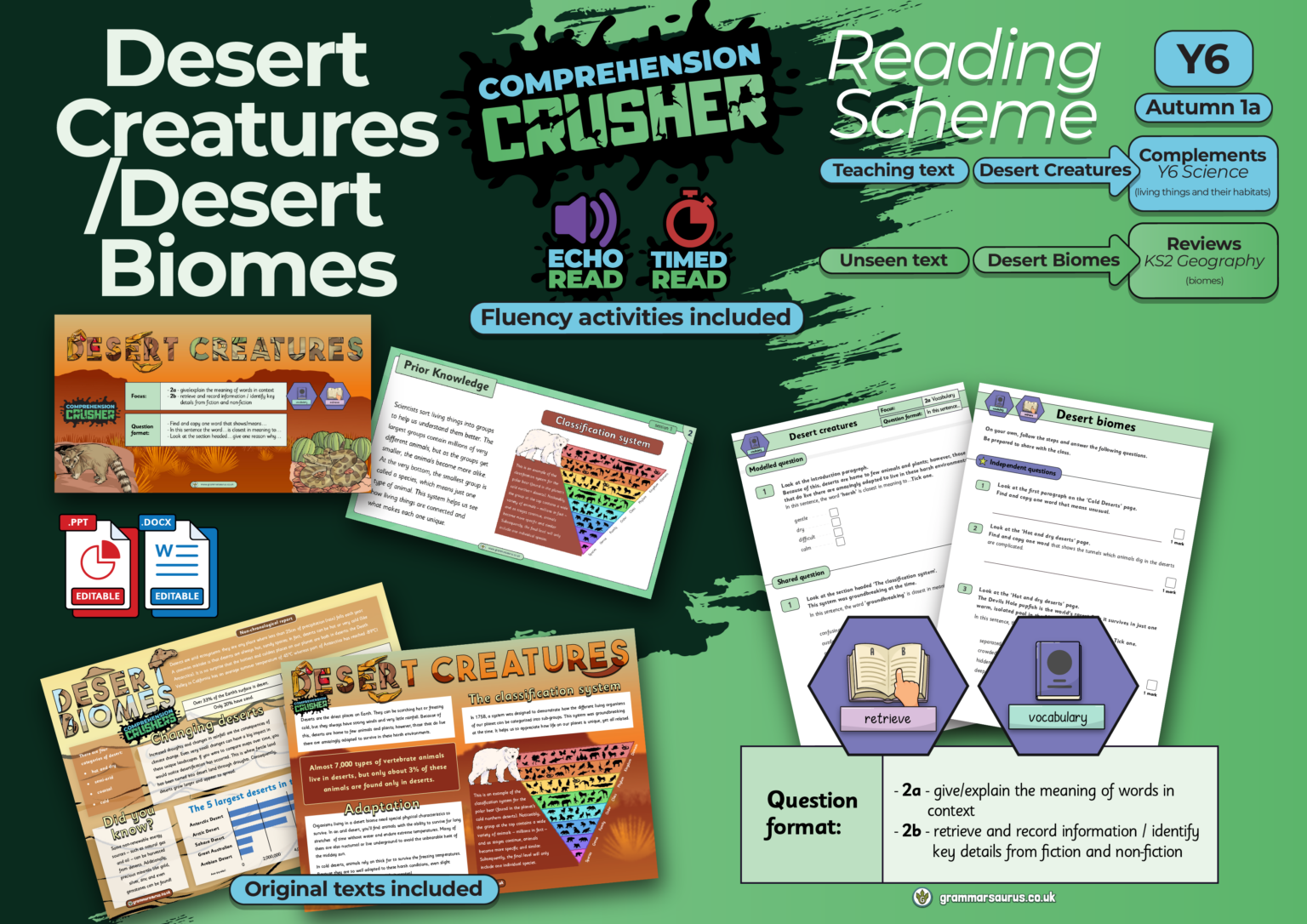 Year 6 Comprehension Crusher Reading Scheme - Autumn 1a - Desert ...