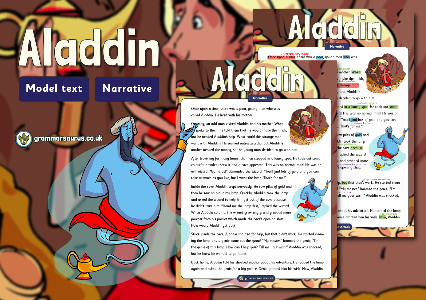 Year 2 Model Text – Narrative - Aladdin - Grammarsaurus