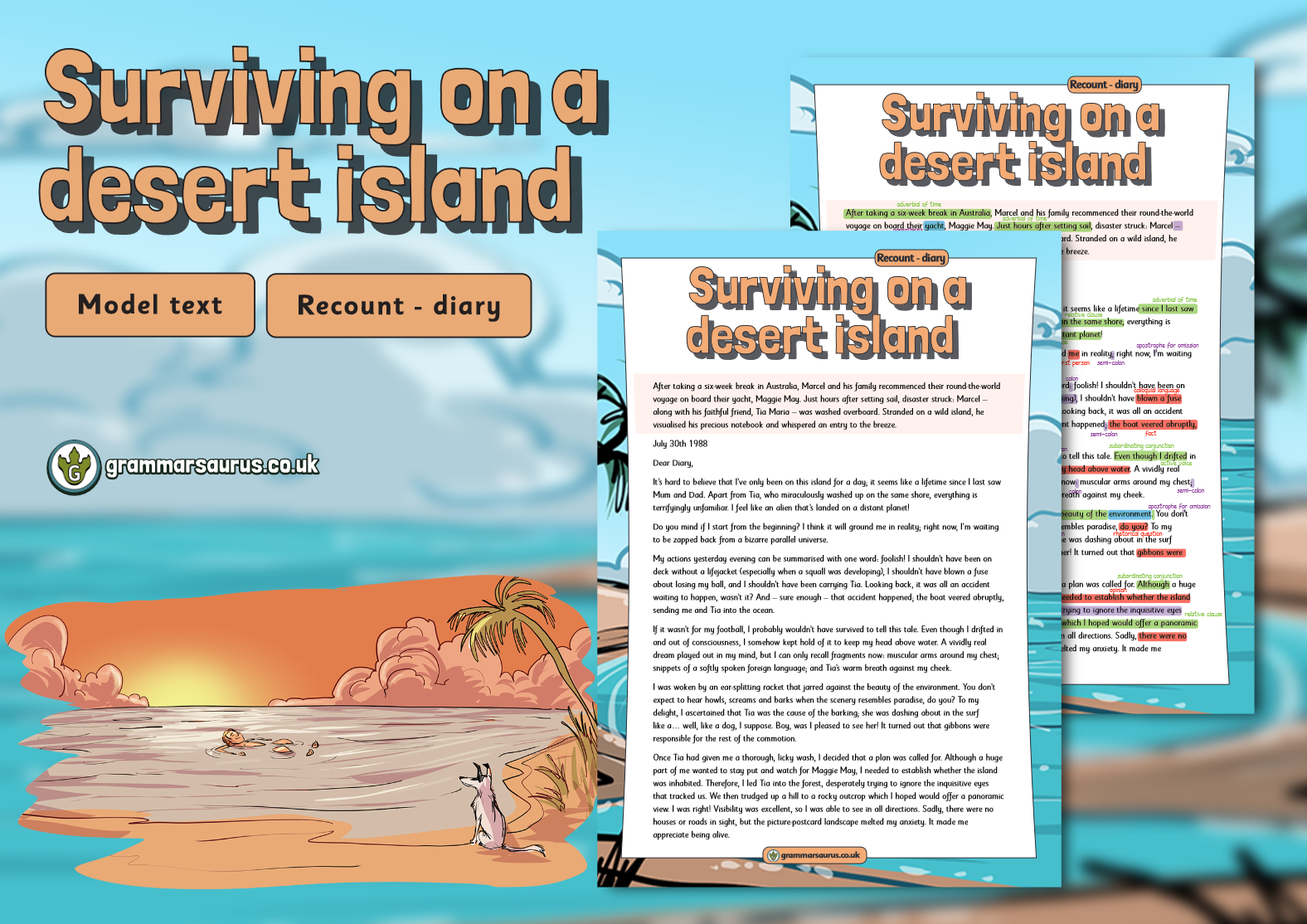 Year 6 Model Text – Recount diary – Surviving on a desert island ...