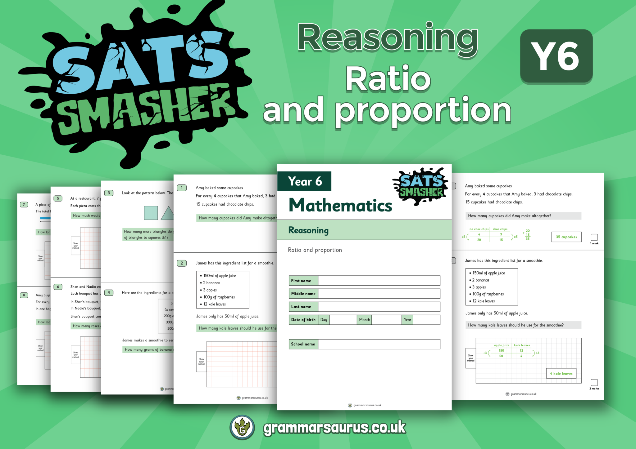 Y6 SATs Smasher (Maths) Reasoning: Ratio and proportion - Grammarsaurus
