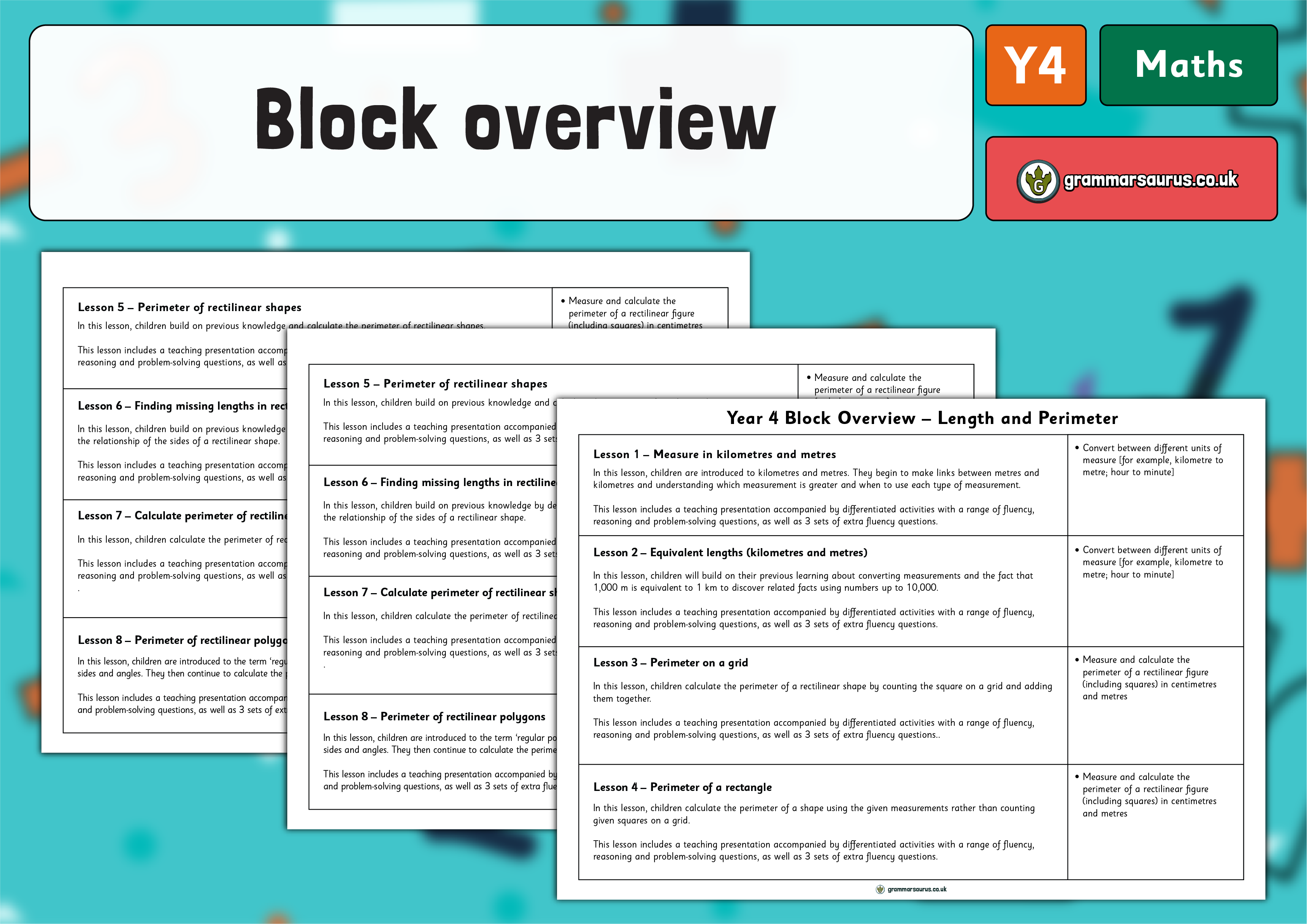 Year 4 Length and Perimeter – Block Overview - Grammarsaurus