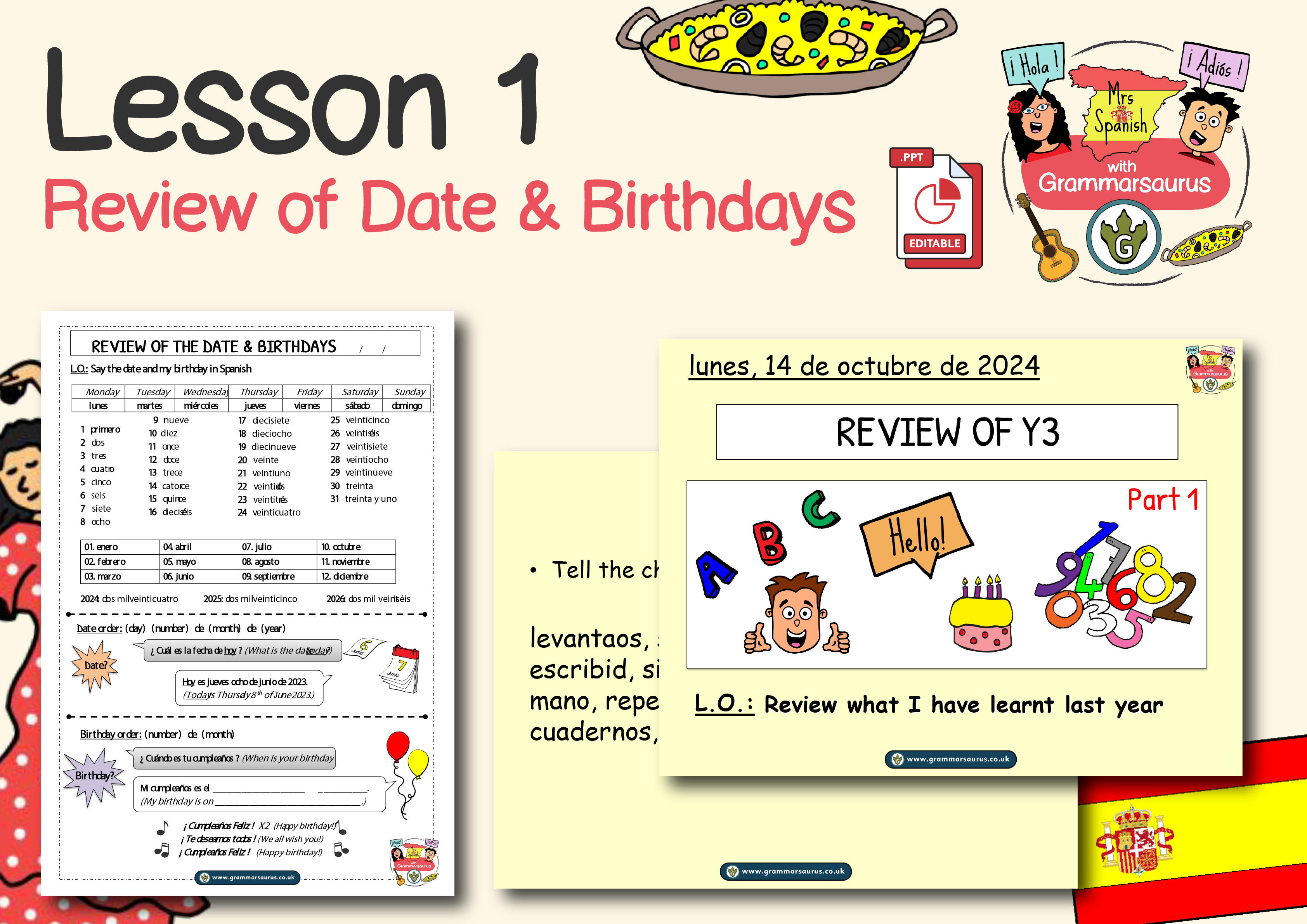 Year 4 - Review of Date & Birthdays - Lesson 1 - Grammarsaurus