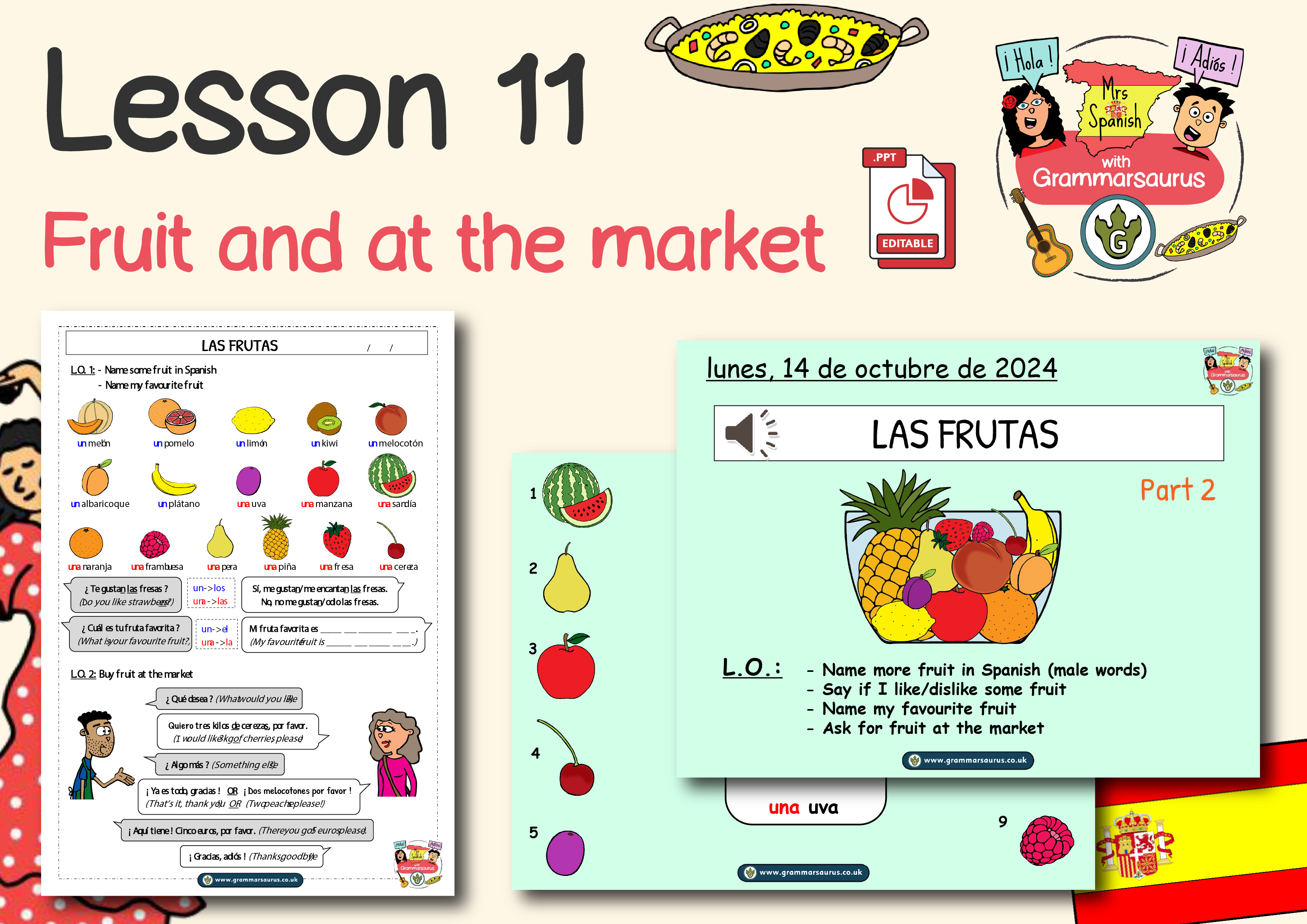 Year 4 - Fruit and at the market - Lesson 11 - Grammarsaurus