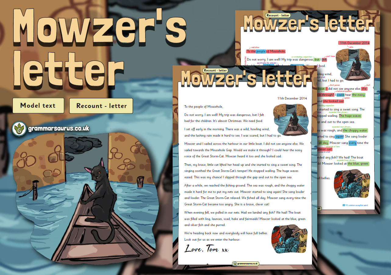 Year 2 Model Text – Recount – Letter – Mowzer's letter - Grammarsaurus