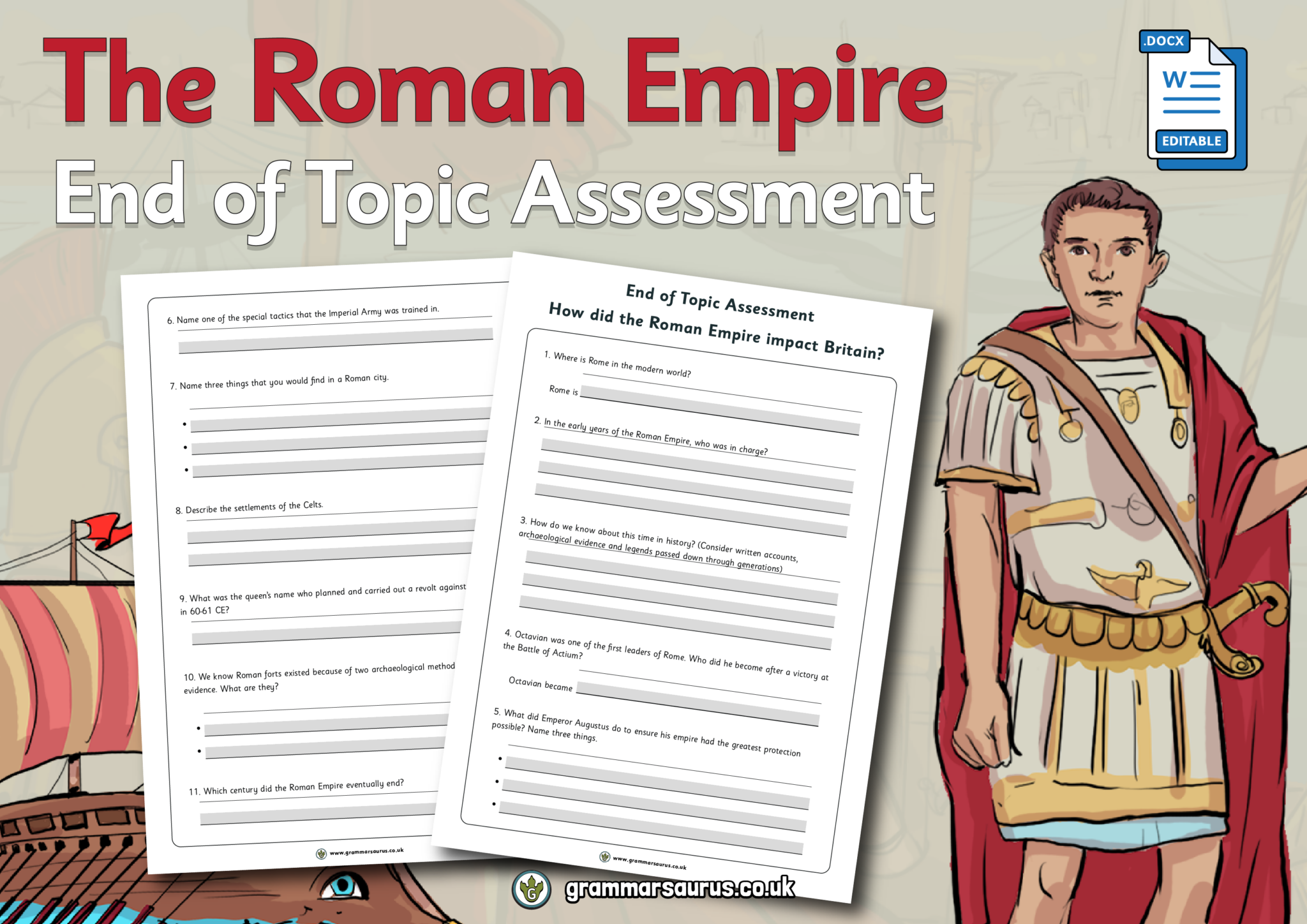 KS3 History – The Roman Empire – End of topic assessment - Grammarsaurus