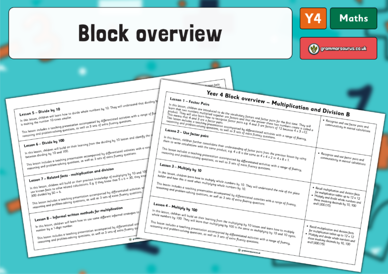 Year 4 - Multiplication and Division Part 2 - Block Overview ...