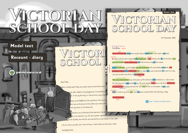 Year 1 Model Text – Diary entry – Victorian school day - Grammarsaurus