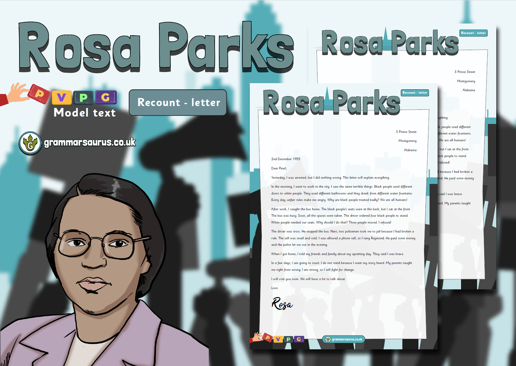Year 2 PVPG Model Text – Recount - Letter – Rosa Parks - Grammarsaurus