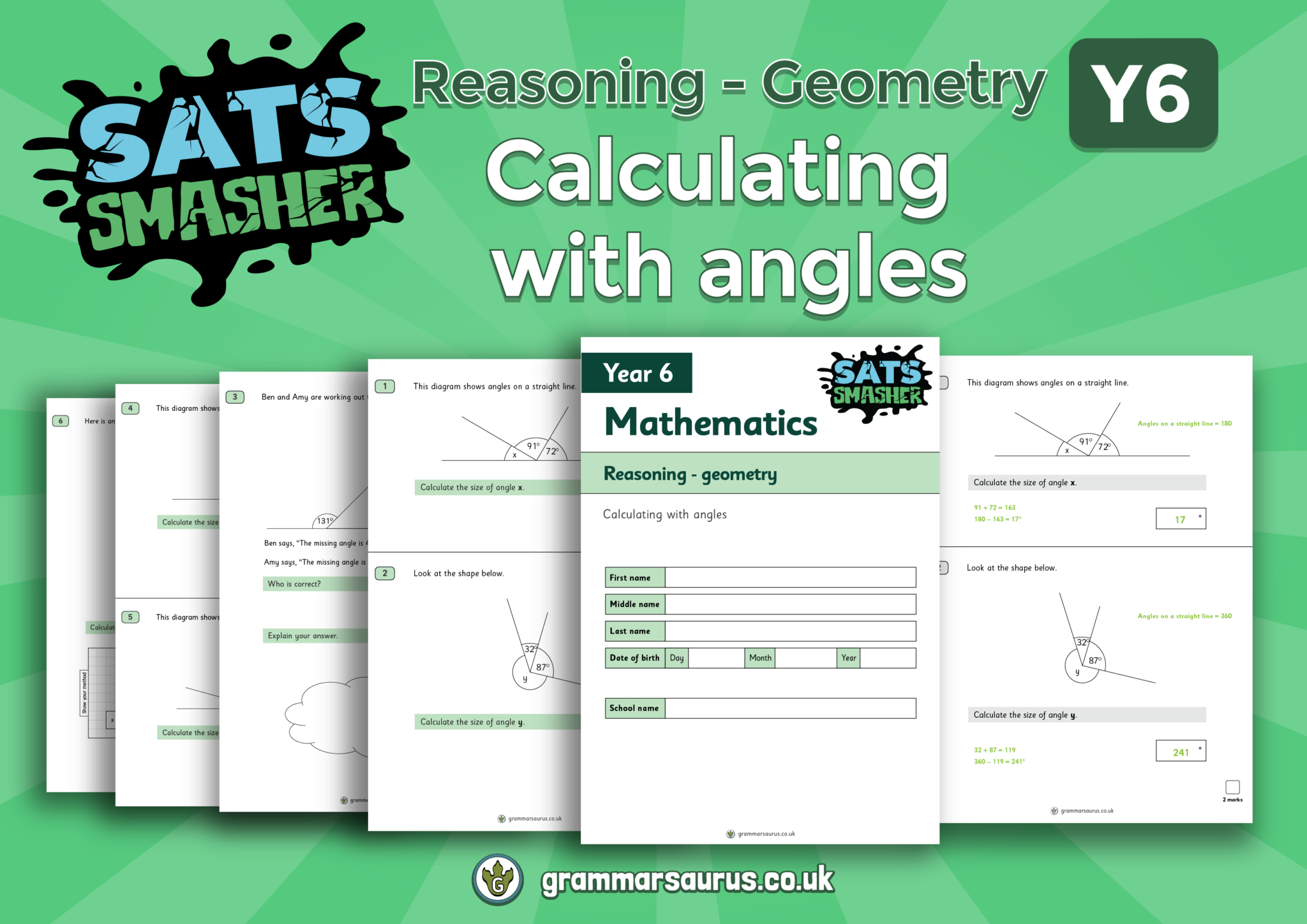 Y6 SATs Smasher (Maths): Reasoning - Geometry – Calculating with angles ...
