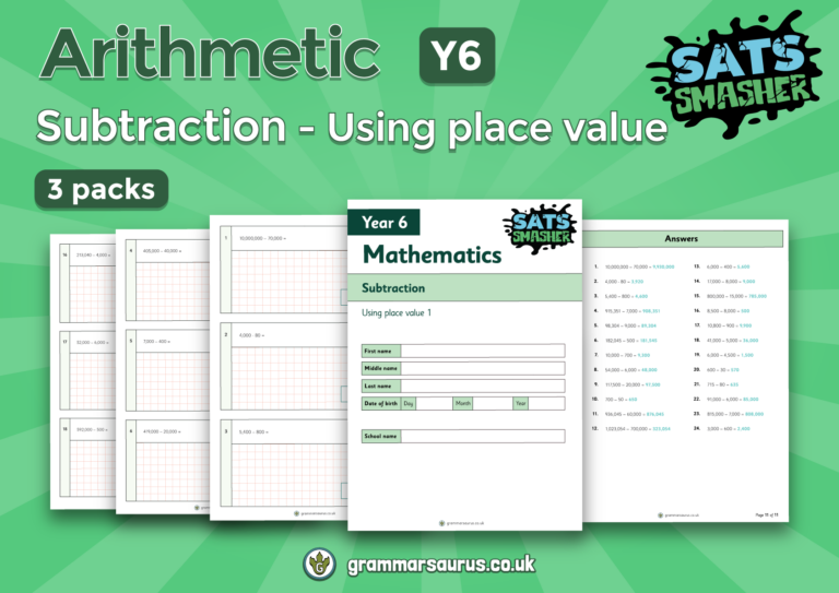 Y6 SATs Smasher (Maths): Arithmetic – Subtraction - Using place value ...