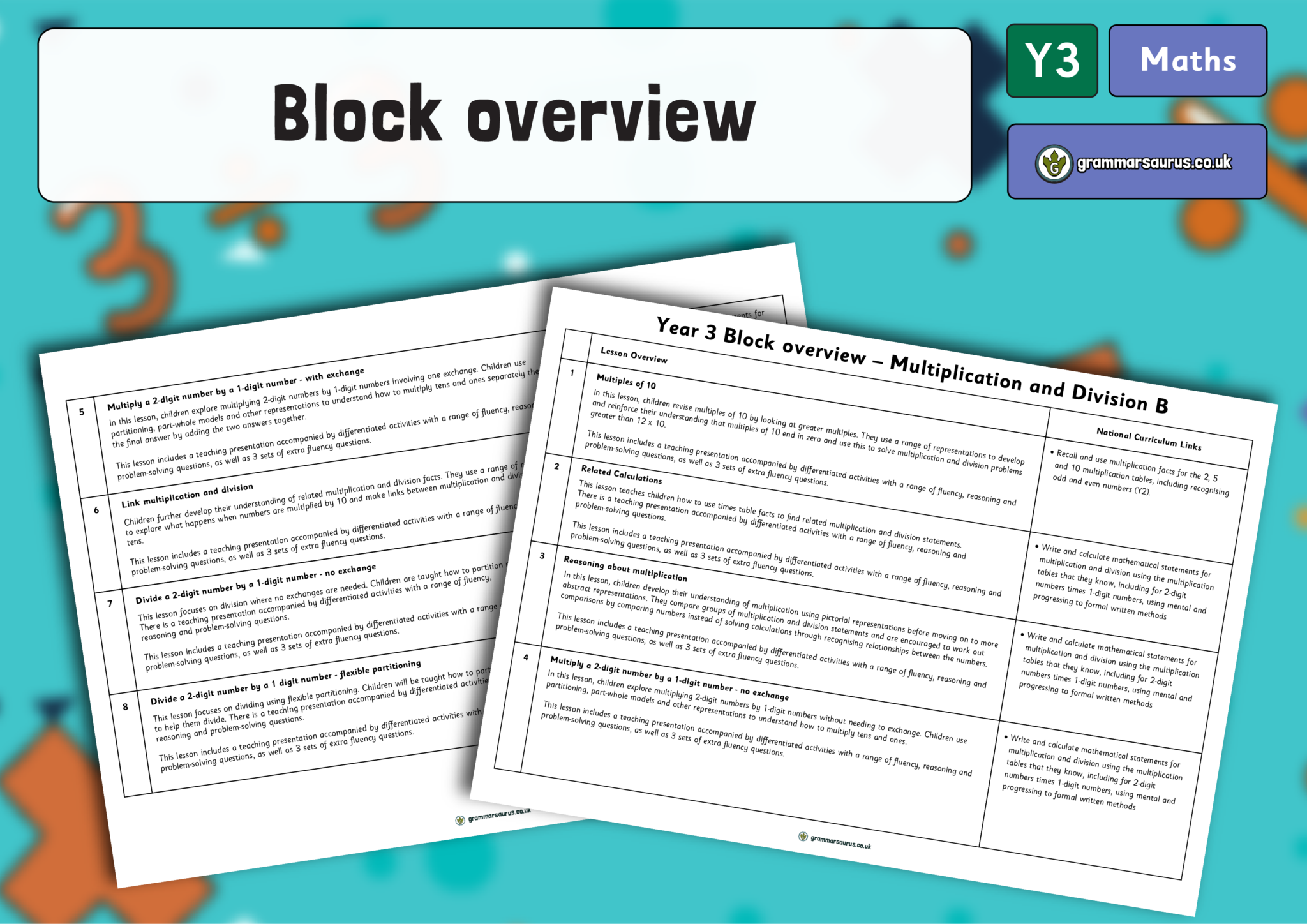 Year 3 Multiplication and Division Part 2 – Block Overview - Grammarsaurus