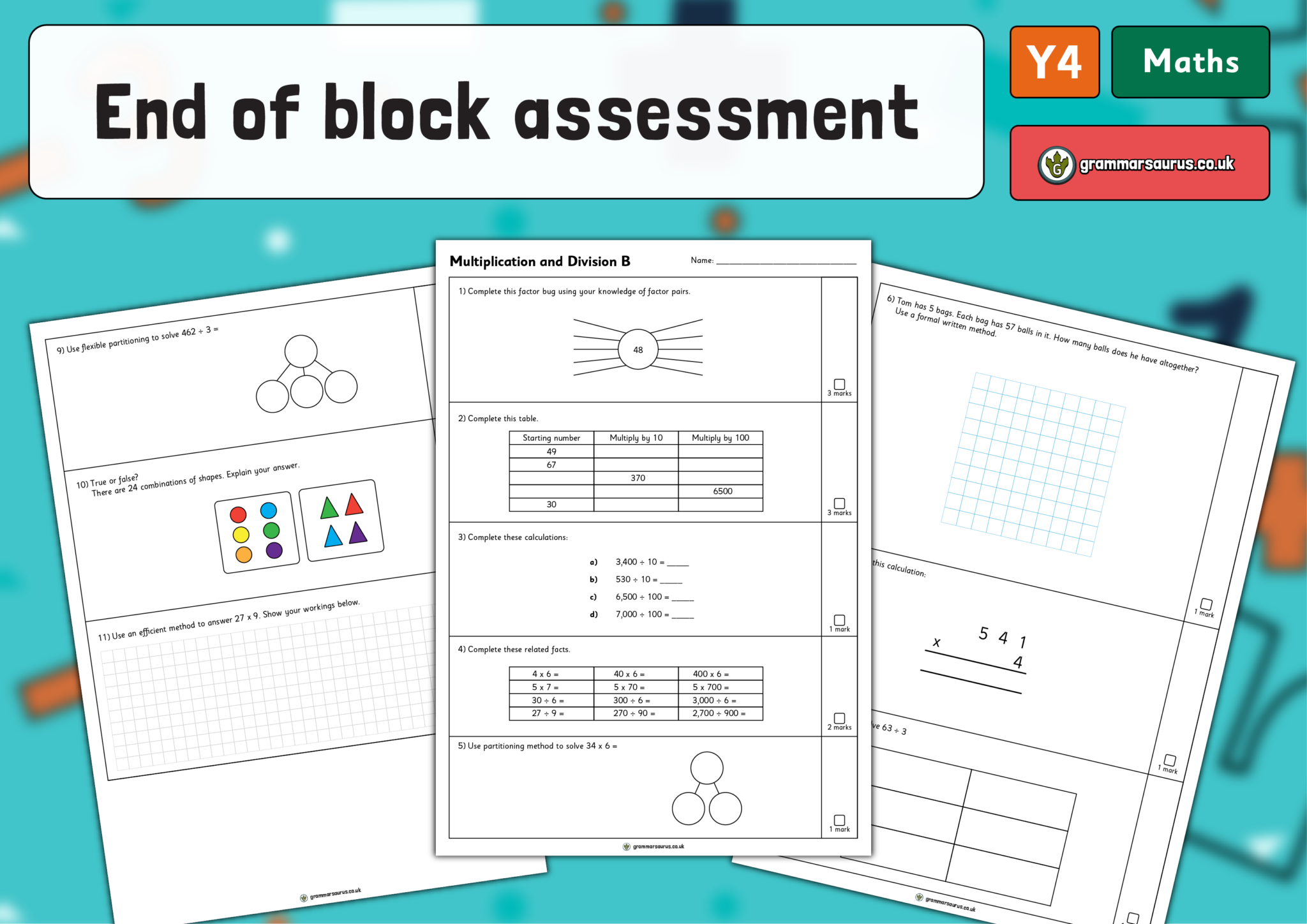 Year 4 - Multiplication and Division Part 2 - End of block assessment ...