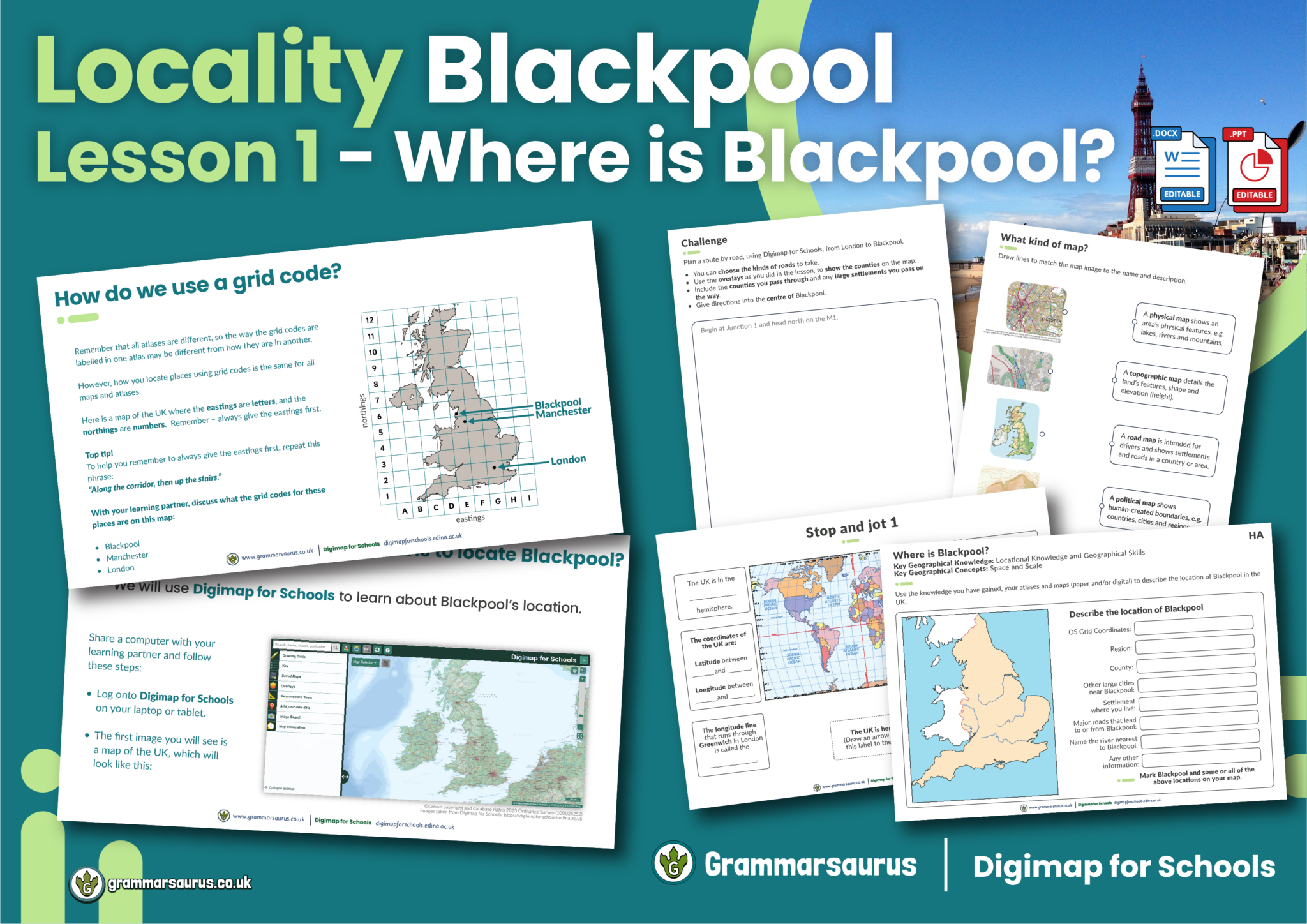 Y4 Locality Unit - Where is Blackpool? Lesson 1 - Grammarsaurus
