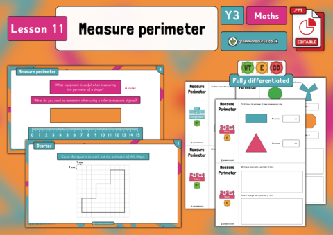 Year 3 Length and Perimeter - Measure perimeter - Lesson 11 - Grammarsaurus